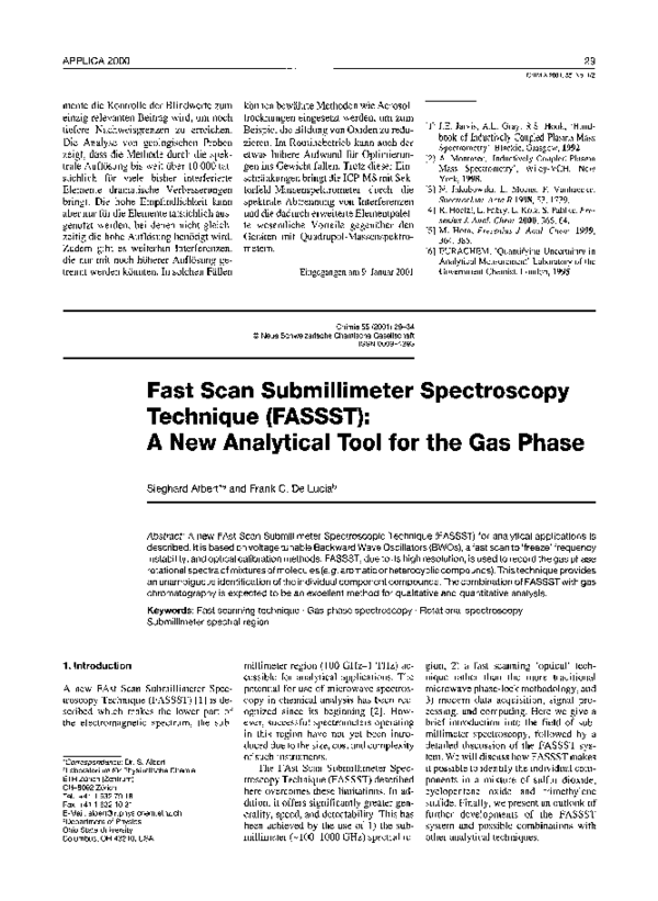 (PDF) Fast Scan Submillimeter Spectroscopy Technique (FASSST): A New ...