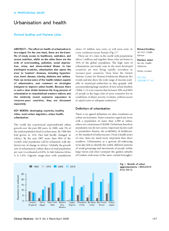 (PDF) Urbanisation and health
