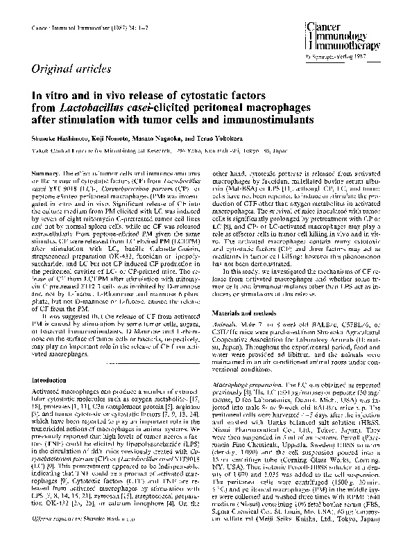(PDF) In vitro and in vivo release of cytostatic factors from ...