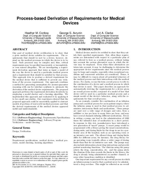 (PDF) Process-based derivation of requirements for medical devices