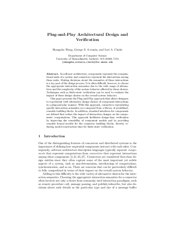 (PDF) Plug-and-Play Architectural Design and Verification