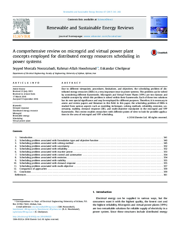 (PDF) A comprehensive review on microgrid and virtual power plant concepts employed for ...
