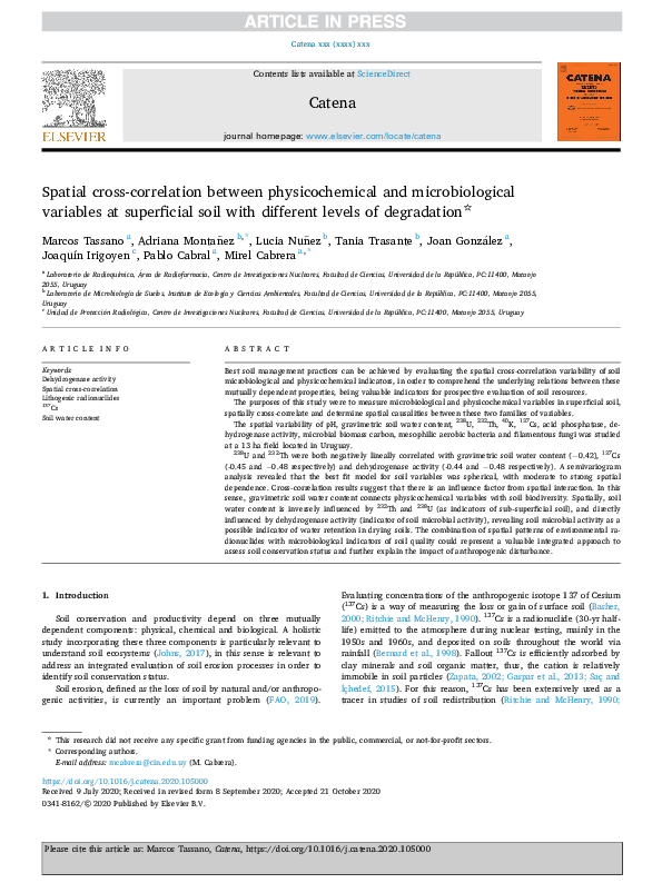 (PDF) Spatial cross-correlation between physicochemical and microbiological variables at ...