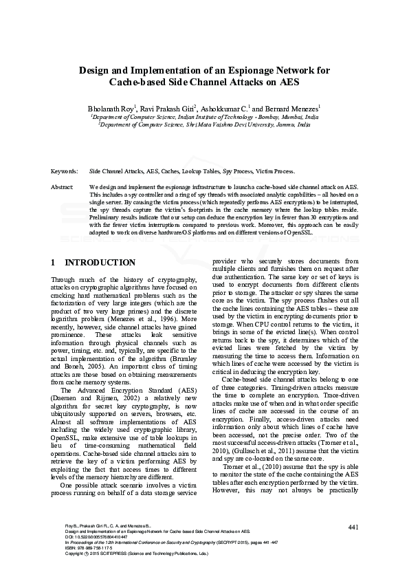 Design and Implementation of an Espionage Network for Cache-based Side ...