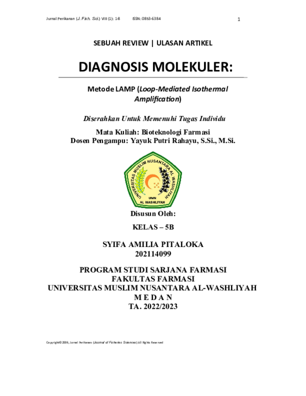 (DOC) SEBUAH REVIEW | ULASAN ARTIKEL DIAGNOSIS MOLEKULER: Metode LAMP ...