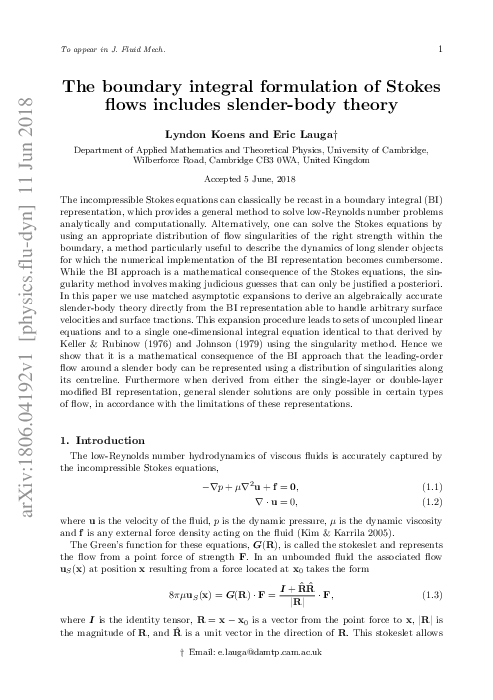 (PDF) The boundary integral formulation of Stokes flows includes slender-body theory