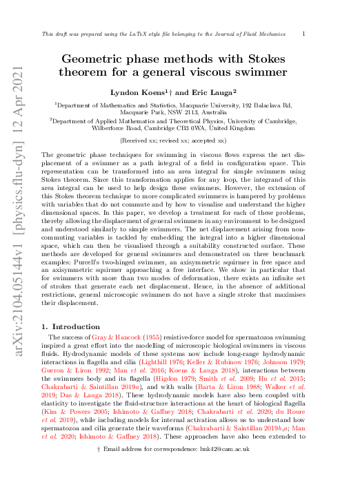 (PDF) Geometric phase methods with Stokes theorem for a general viscous ...