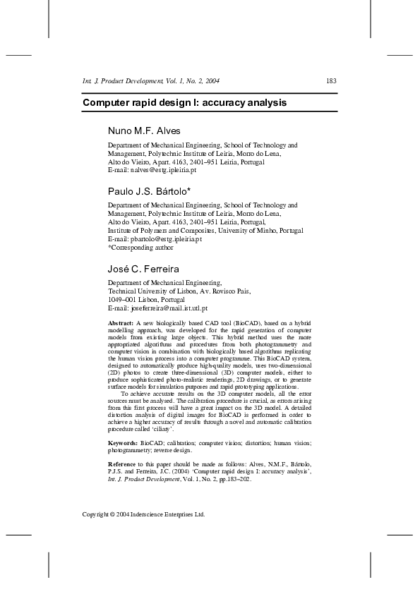 (PDF) Computer rapid design I: accuracy analysis