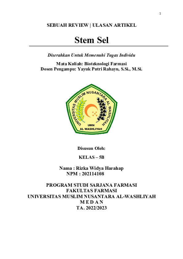 (DOC) Stem Sel | Yayuk Putri Rahayu - Academia.edu