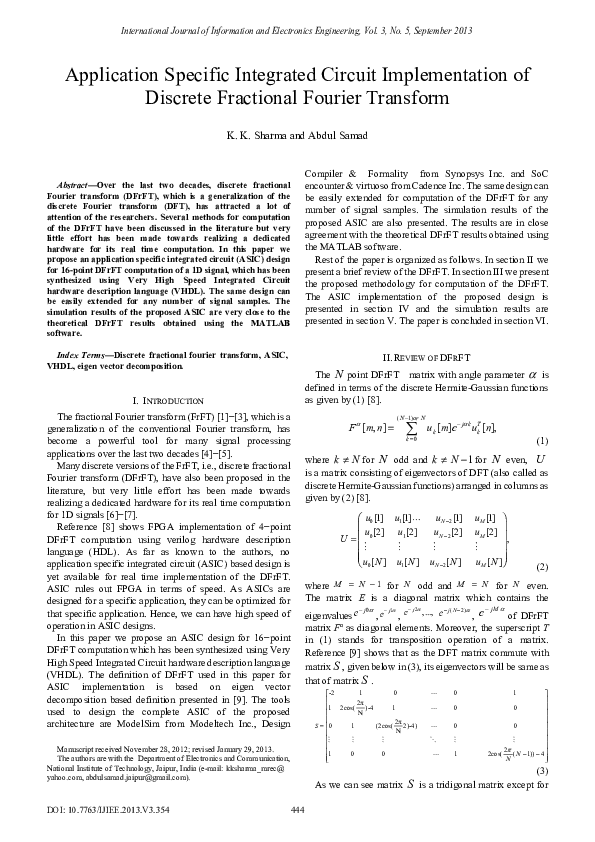 Pdf Application Specific Integrated Circuit Implementation Of