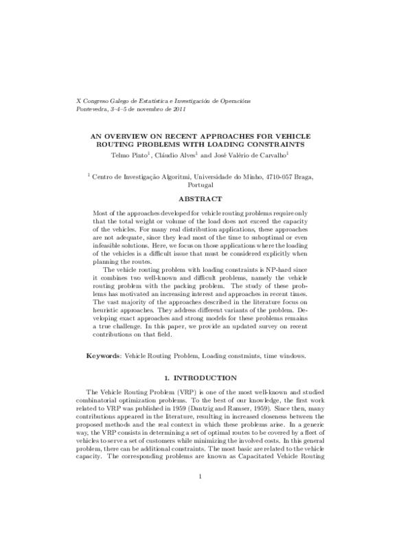(PDF) An Overview on Recent Approaches for Vehicle Routing Problems with Loading Constraints