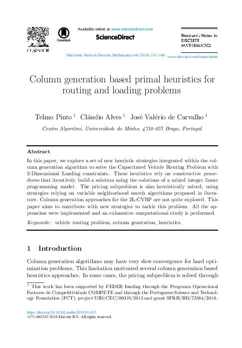 (PDF) Column generation based primal heuristics for routing and loading ...