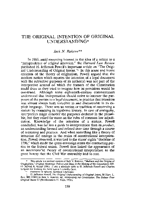 (PDF) The Original Intention of Original Understanding