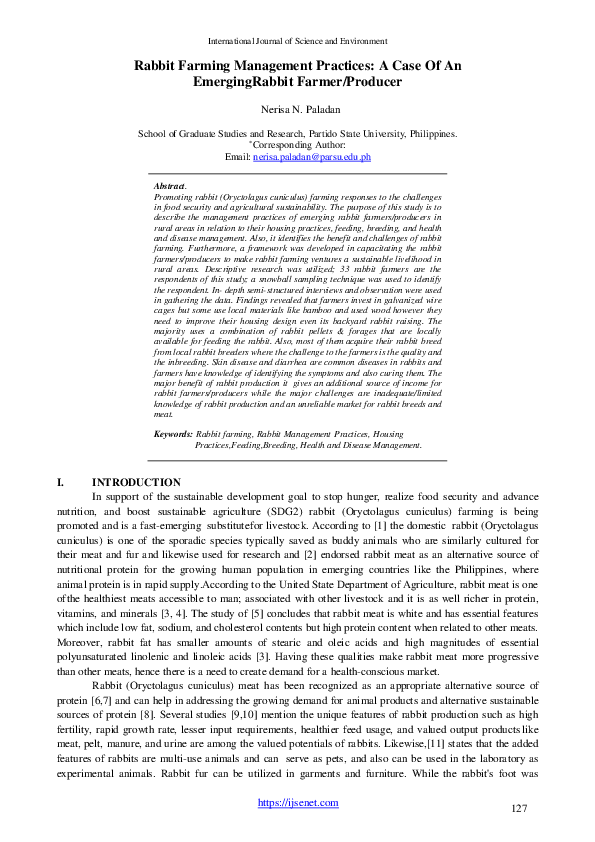 (PDF) Rabbit Farming Management Practices: A Case Of An EmergingRabbit ...