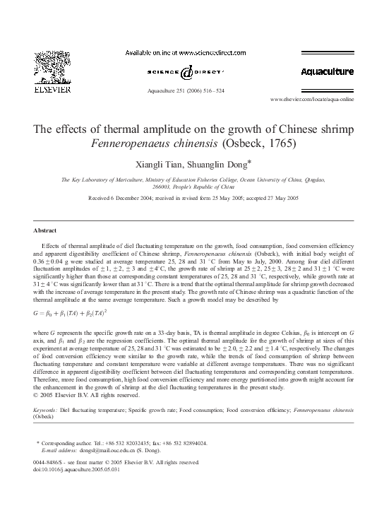 (PDF) The effects of thermal amplitude on the growth of Chinese shrimp ...