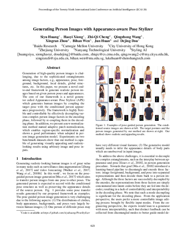 (PDF) Generating Person Images with Appearance-aware Pose Stylizer