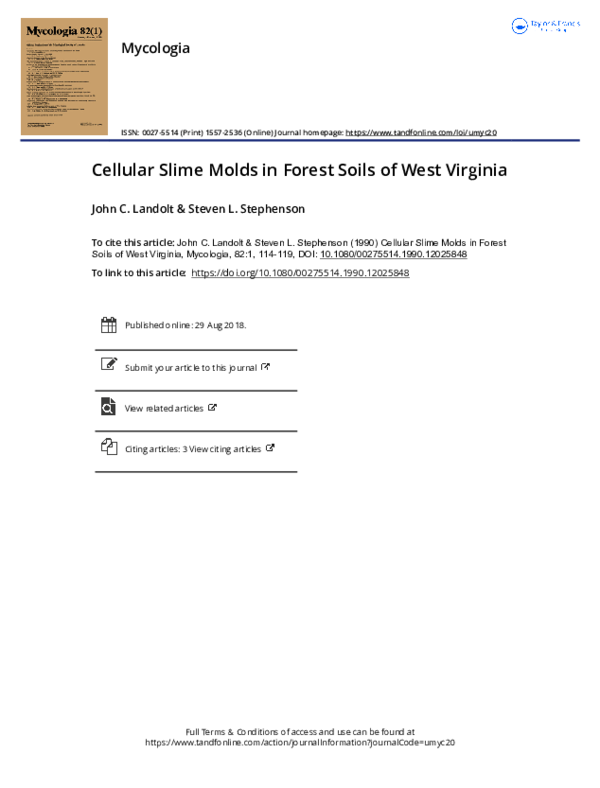 (PDF) Cellular Slime Molds in Forest Soils of West Virginia