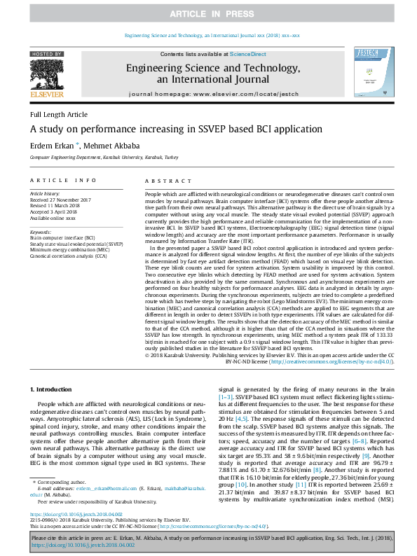 (PDF) A study on performance increasing in SSVEP based BCI application