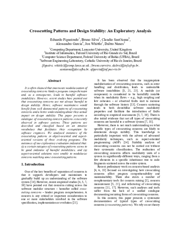 (PDF) Crosscutting patterns and design stability: An exploratory analysis | Daltro Nunes ...