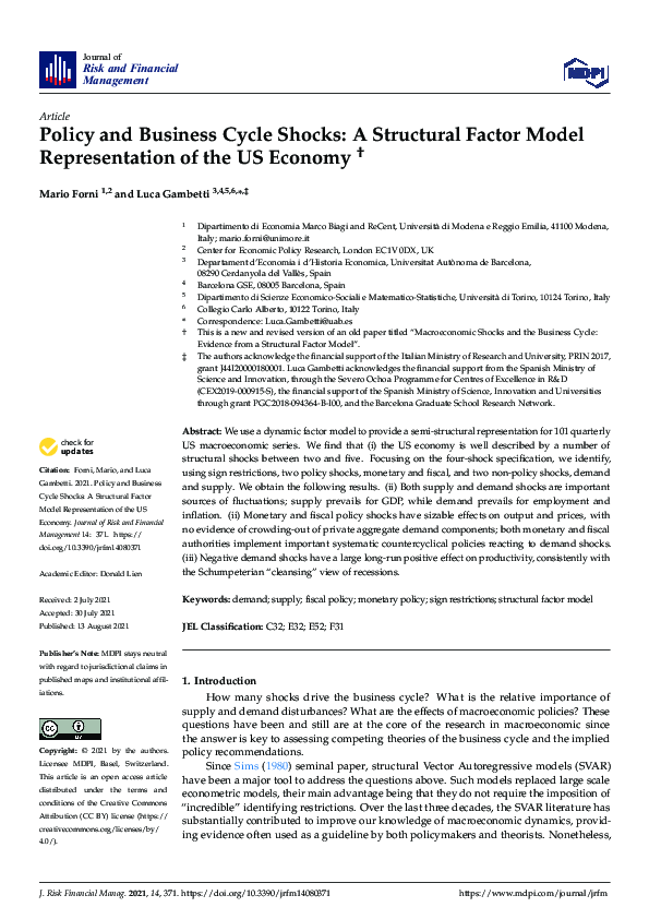 (PDF) Policy and Business Cycle Shocks: A Structural Factor Model ...