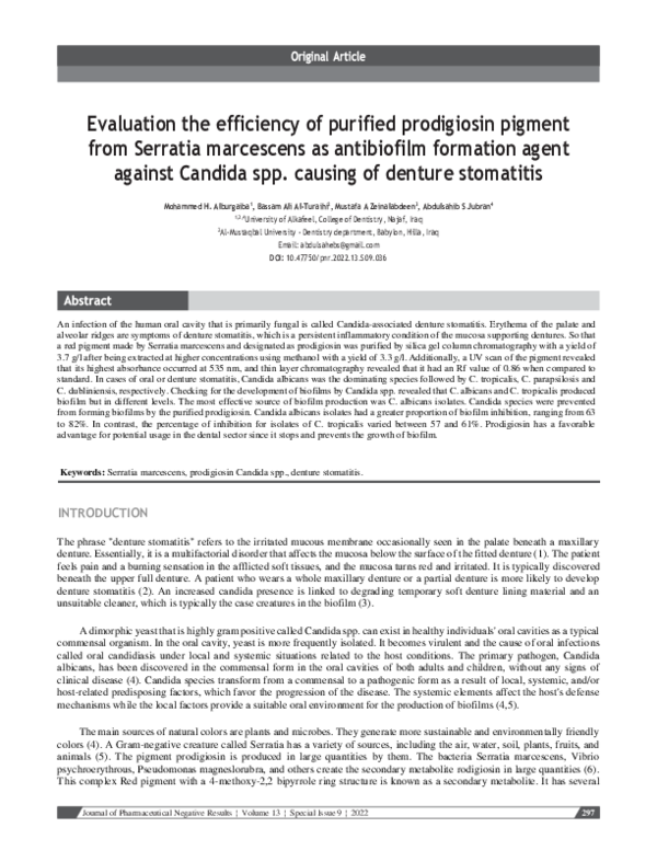(PDF) Evaluation the efficiency of purified prodigiosin pigment from ...