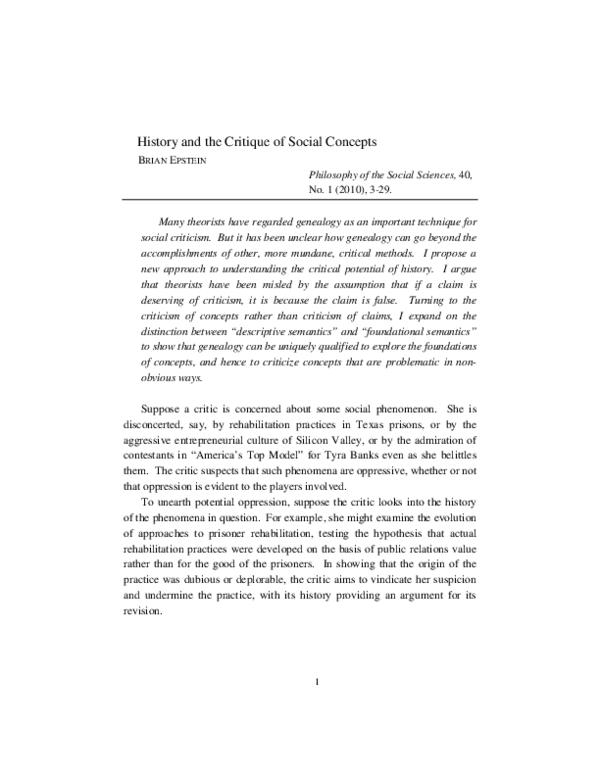 (PDF) History and the Critique of Social Concepts