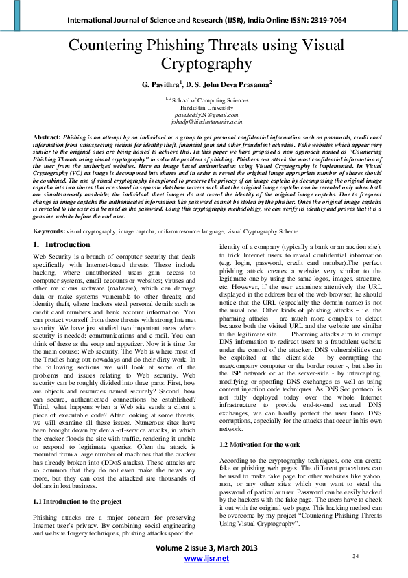 Pdf Countering Phishing Threats Using Visual Cryptography 