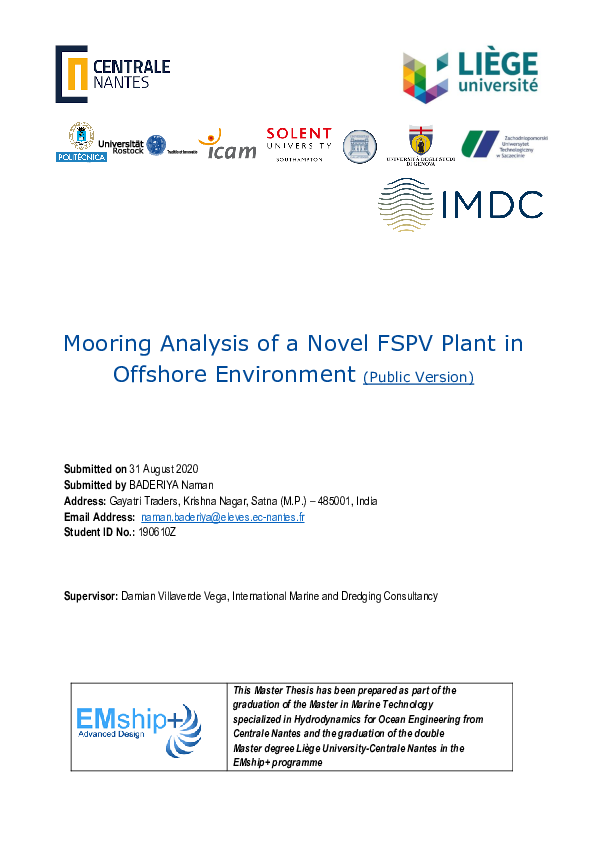 (PDF) Mooring Analysis of a novel FSPV plant in offshore environment