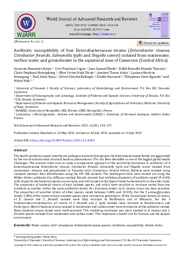 (PDF) Antibiotic susceptibility of four Enterobacteriaceae strains ...