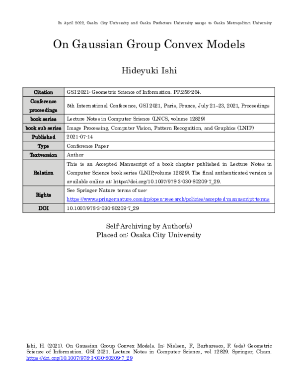 (PDF) On Gaussian Group Convex Models
