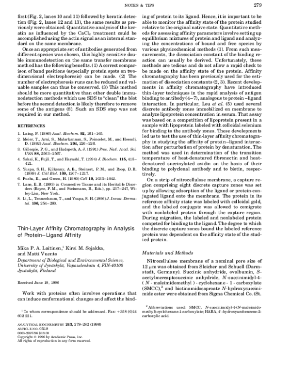 Pdf Thin Layer Affinity Chromatography For Protein Analysis 1537