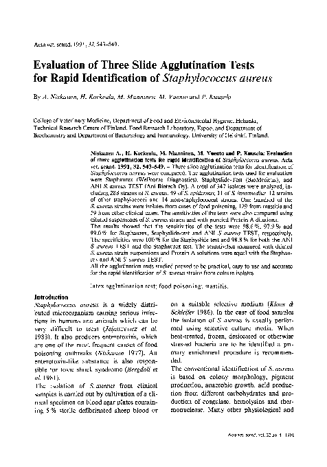 (PDF) Evaluation of Three Slide Agglutination Tests for Rapid ...