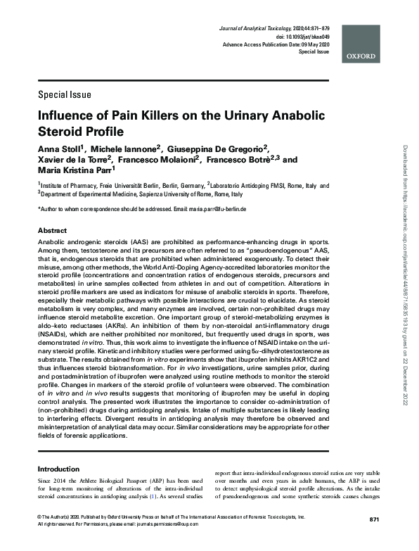 (PDF) Influence of Pain Killers on the Urinary Anabolic Steroid Profile