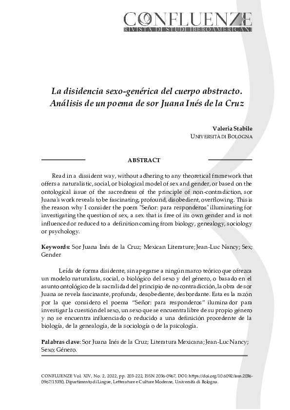 (PDF) La disidencia sexo-genérica del cuerpo abstracto. Análisis de un ...