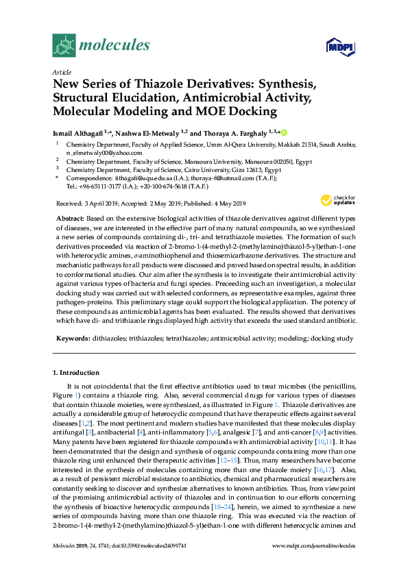 (PDF) New Series of Thiazole Derivatives: Synthesis, Structural Elucidation, Antimicrobial ...