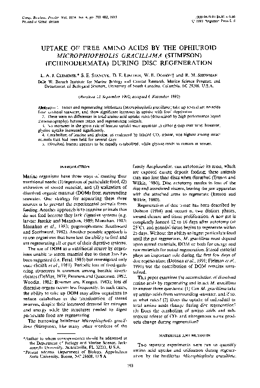 (PDF) Uptake of free amino acids by the ophiuroid Microphiopholis ...