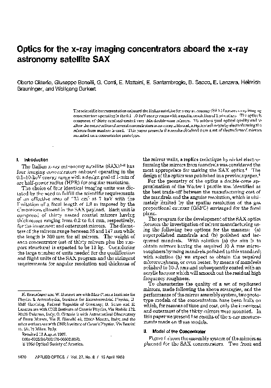 (PDF) Optics for the x-ray imaging concentrators aboard the x-ray ...