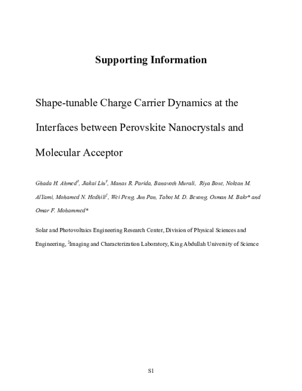 (PDF) Shape-Tunable Charge Carrier Dynamics at the Interfaces between ...