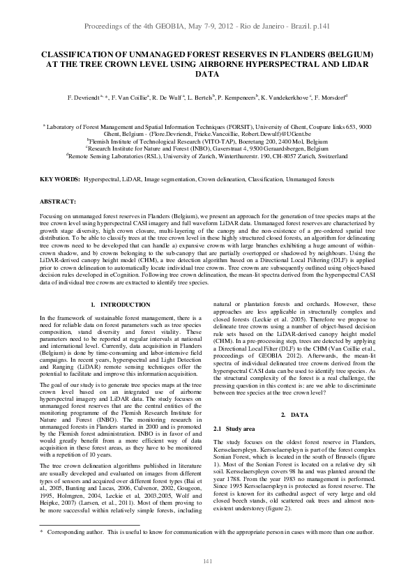 (PDF) Classification of unmanaged forest reserves in Flanders (Belgium ...