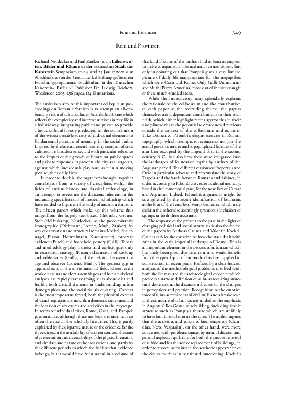 (PDF) Richard Neudecker and Paul Zanker (eds.), Lebenswelten. Bilder ...