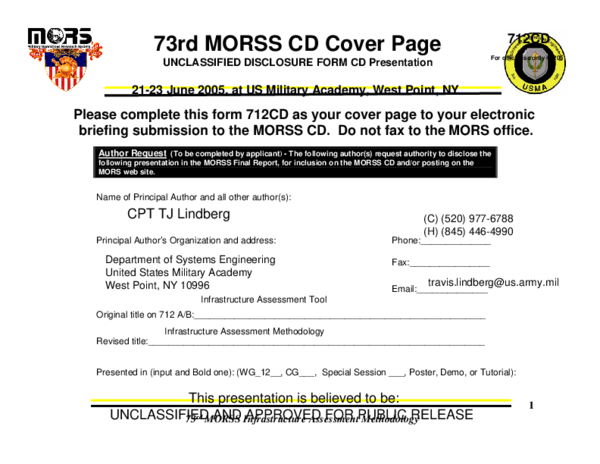 (PDF) Infrastructure Assessment Methodology