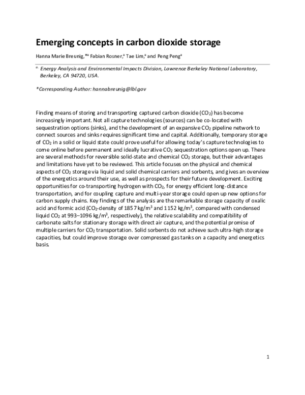 (PDF) Emerging concepts in carbon dioxide storage | Hanna Breunig - Academia.edu