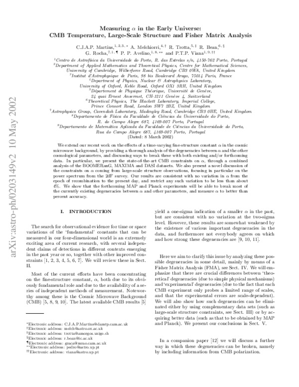 Pdf Measuringαin The Early Universe Cmb Temperature Large Scale