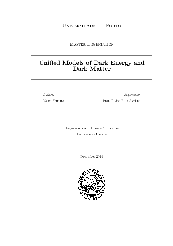 (PDF) Unified Models of Dark Energy and Dark Matter