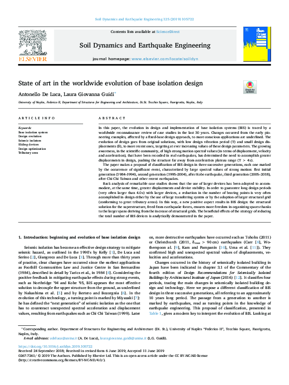 (PDF) State of art in the worldwide evolution of base isolation design