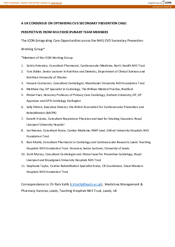 (PDF) Optimising CVD Care: A UK Multidisciplinary Consensus