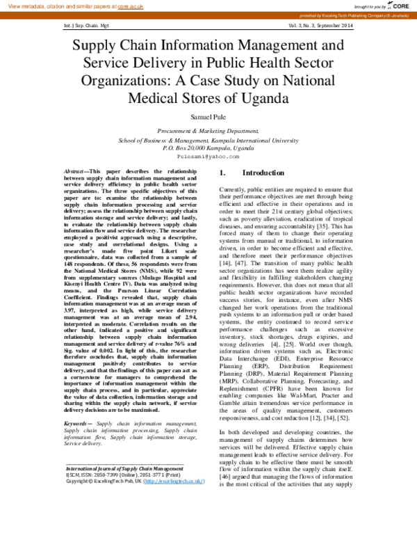 (PDF) Supply Chain Information Management and Service Delivery in ...