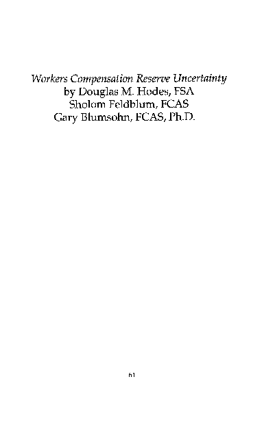 (PDF) Workers Compensation Reserve Uncertainty
