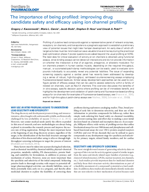 (PDF) The Importance of Being Profiled: Improving Drug Candidate Safety ...