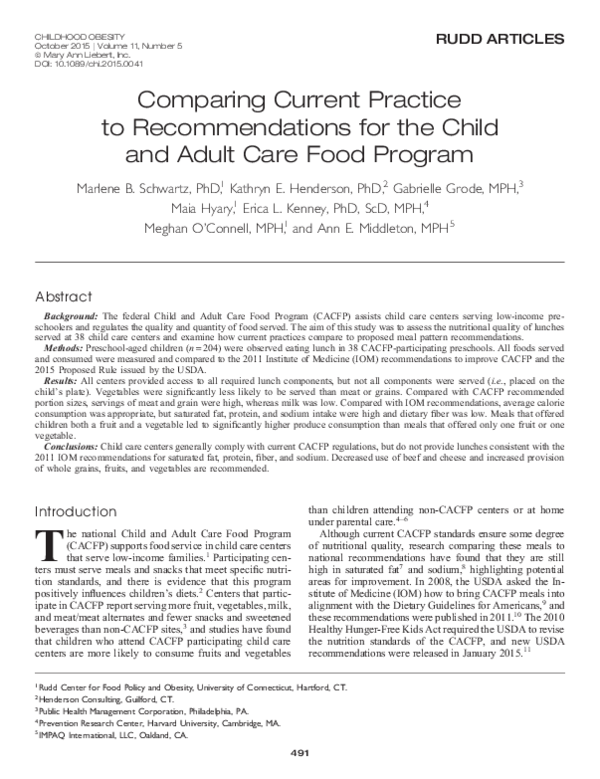 (PDF) Comparing Current Practice to Recommendations for the Child and ...